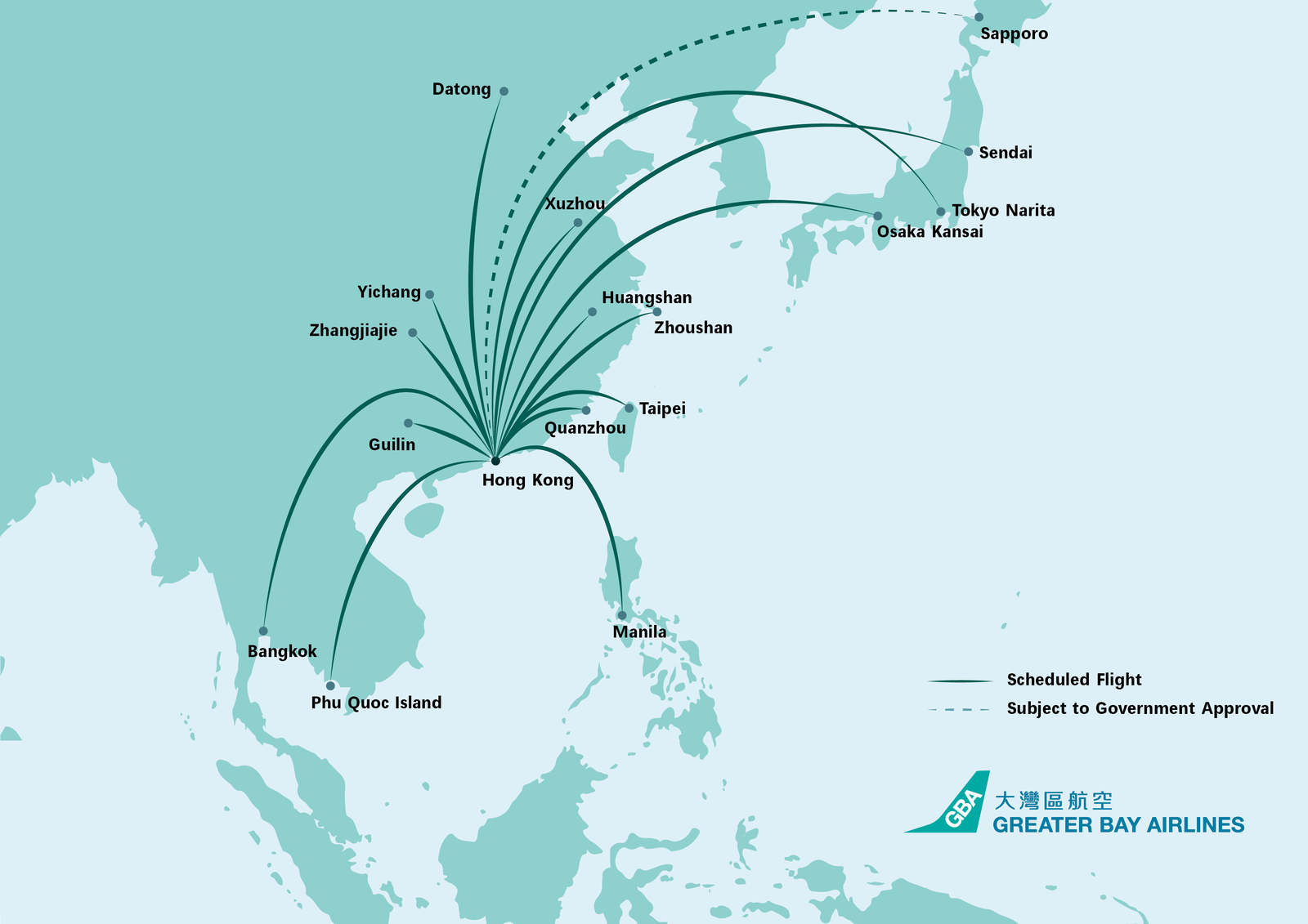 Route Map | Greater Bay Airlines Flights to Hong Kong, Tokyo, Osaka ...